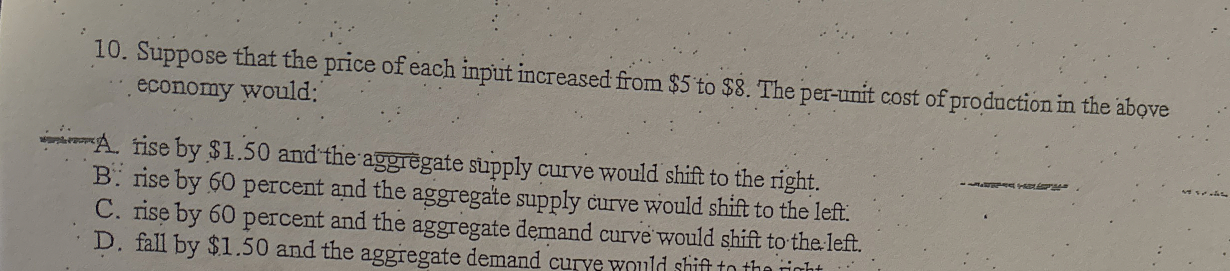 Solved Suppose that the price of each input increased from | Chegg.com