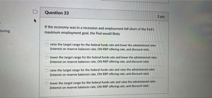 Solved D Question 35 2 pts How does the ON RRP facility | Chegg.com