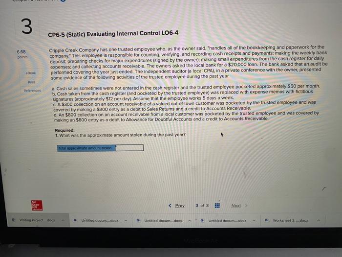 Solved 3 CP6-5 (Static) Evaluating Internal Control L06-4 | Chegg.com