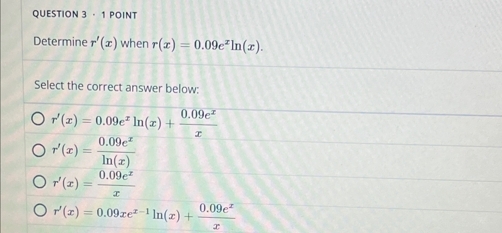 Solved QUESTION 3 - 1 ﻿POINTDetermine r'(x) ﻿when | Chegg.com