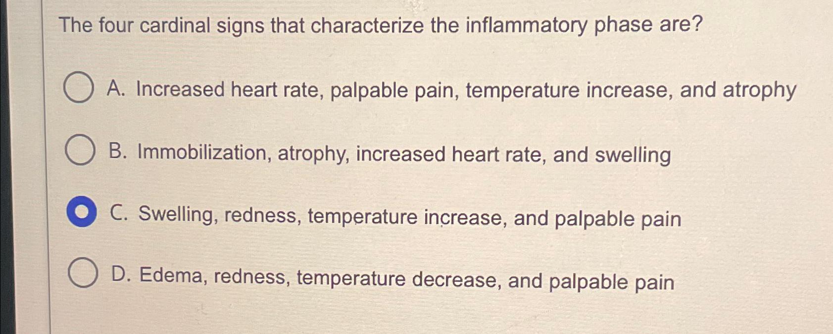 Solved The four cardinal signs that characterize the | Chegg.com