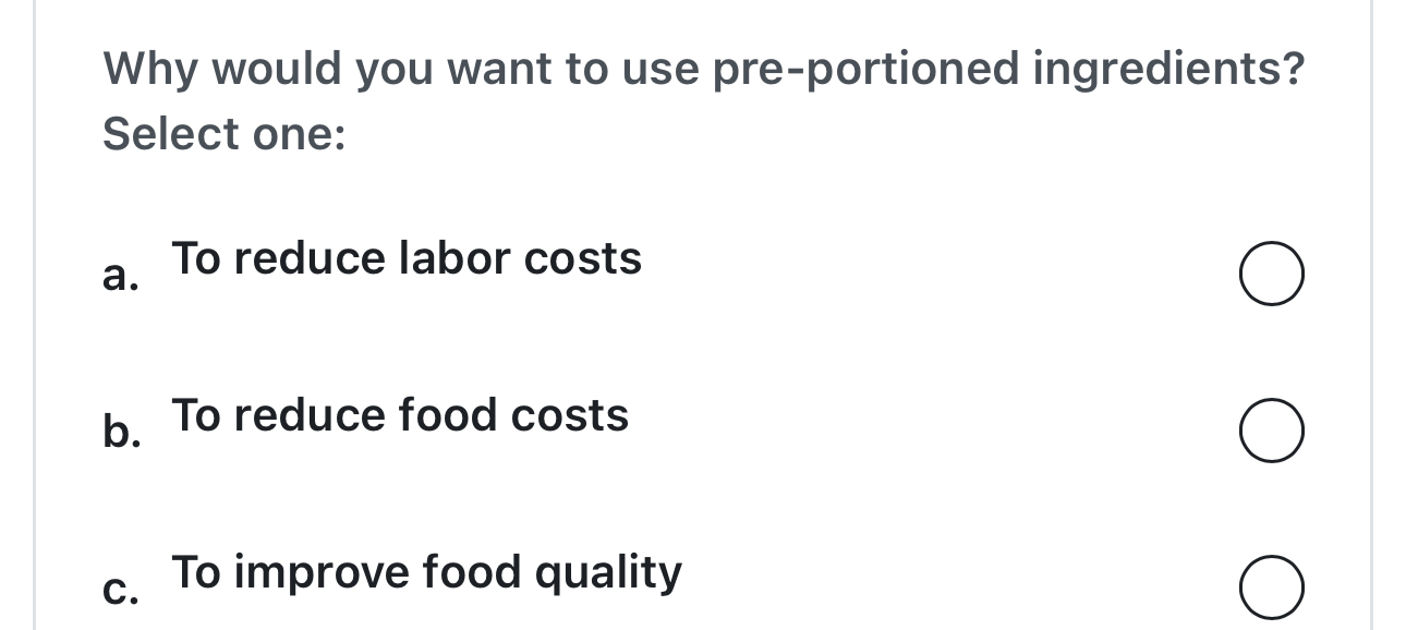Solved Why would you want to use pre-portioned | Chegg.com