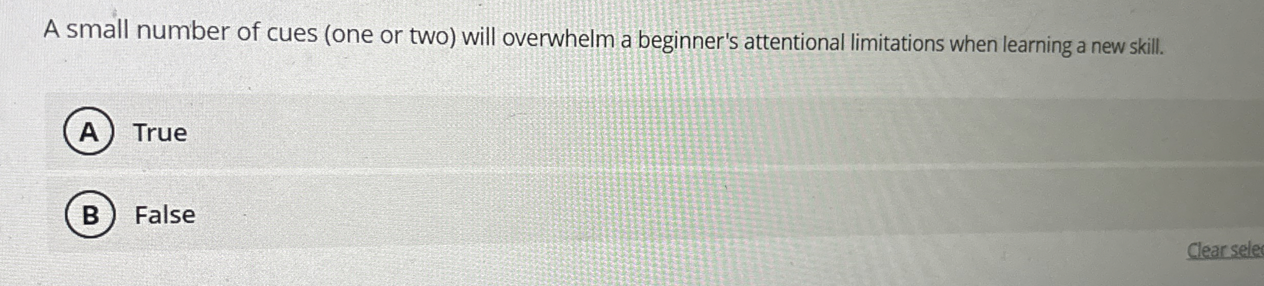 Solved A small number of cues (one or two) ﻿will overwhelm a | Chegg.com
