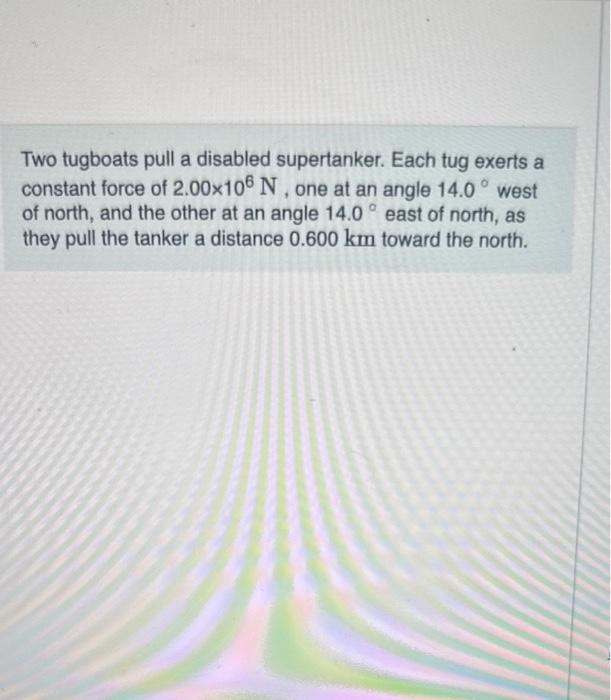 Solved Two tugboats pull a disabled supertanker. Each tug | Chegg.com