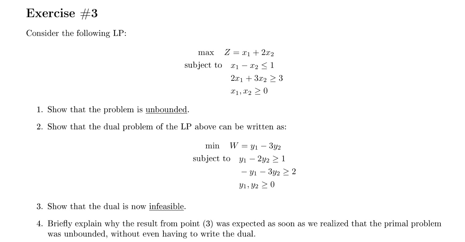 Solved Exercise #3Consider the following LP:max,Z=x1+2x2 | Chegg.com