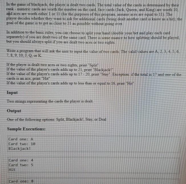 Solved In the game of blackjack, the player is dealt two | Chegg.com