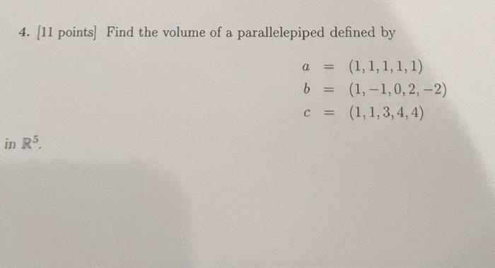 Solved 4. [11 points] Find the volume of a parallelepiped | Chegg.com