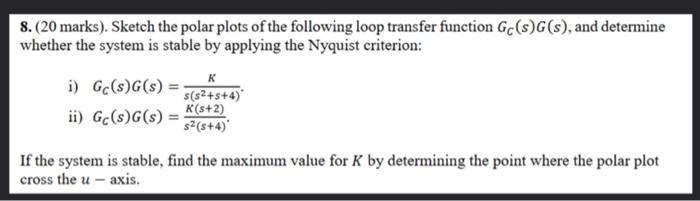 Solved 8. (20 marks). Sketch the polar plots of the | Chegg.com
