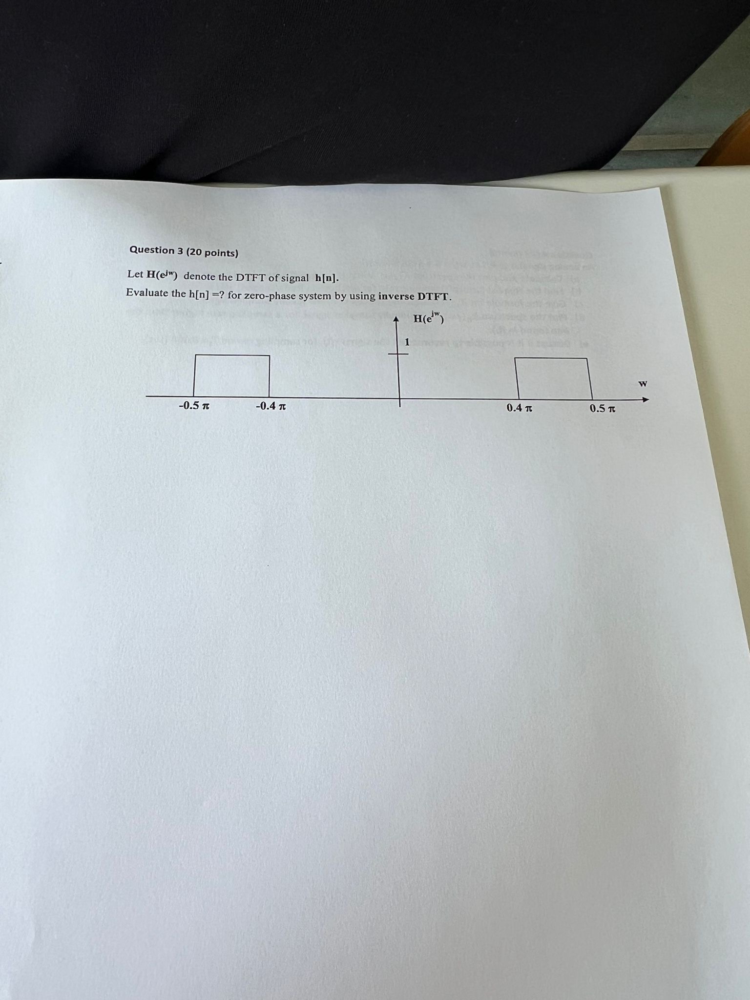 Solved Question 3 ( 20 ﻿points)Let H(ej) ﻿denote the DTFT of | Chegg.com