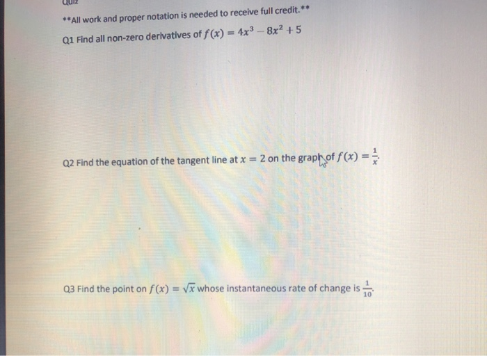 Solved **All work and proper notation is needed to receive | Chegg.com