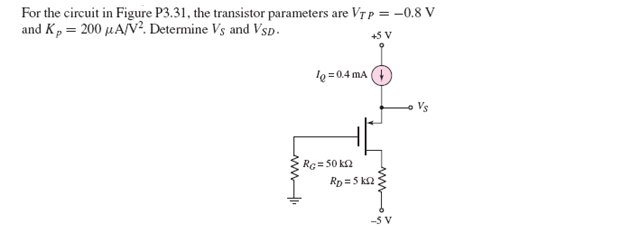 Solved For the circuit in Figure P3.31. the transistor | Chegg.com