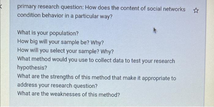 Solved K primary research question: How does the content of | Chegg.com