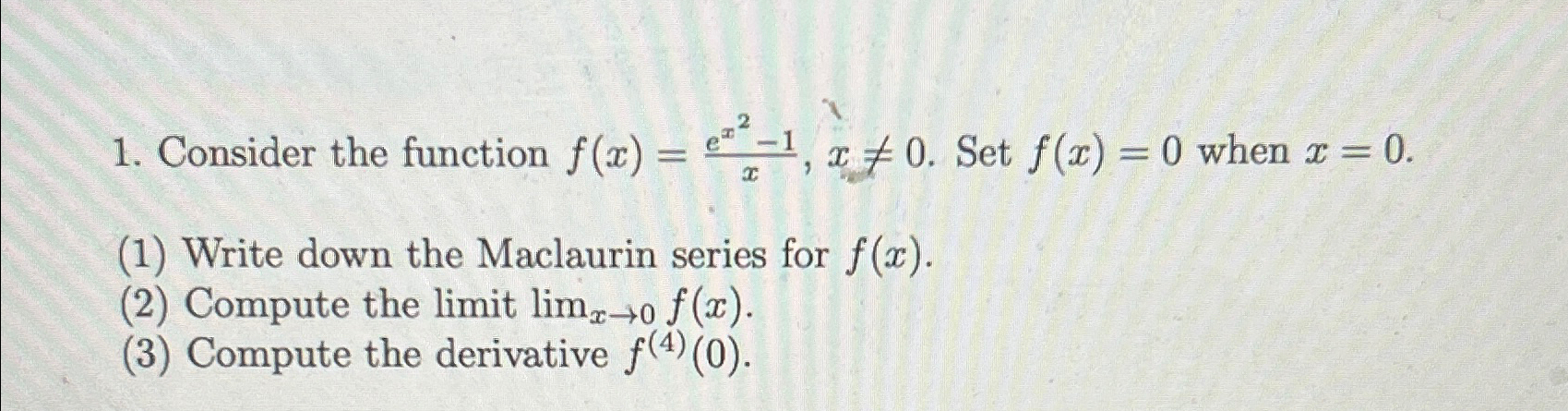Solved Consider the function f(x)=ex2-1x,x≠0. ﻿Set f(x)=0 | Chegg.com