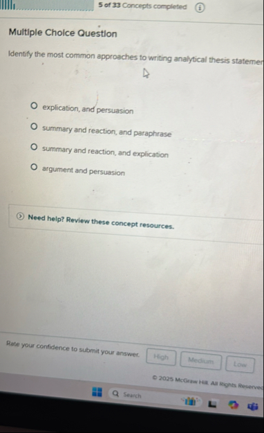 Solved 5 ﻿of 33 ﻿Concepts completed(i)Multiple Choice | Chegg.com