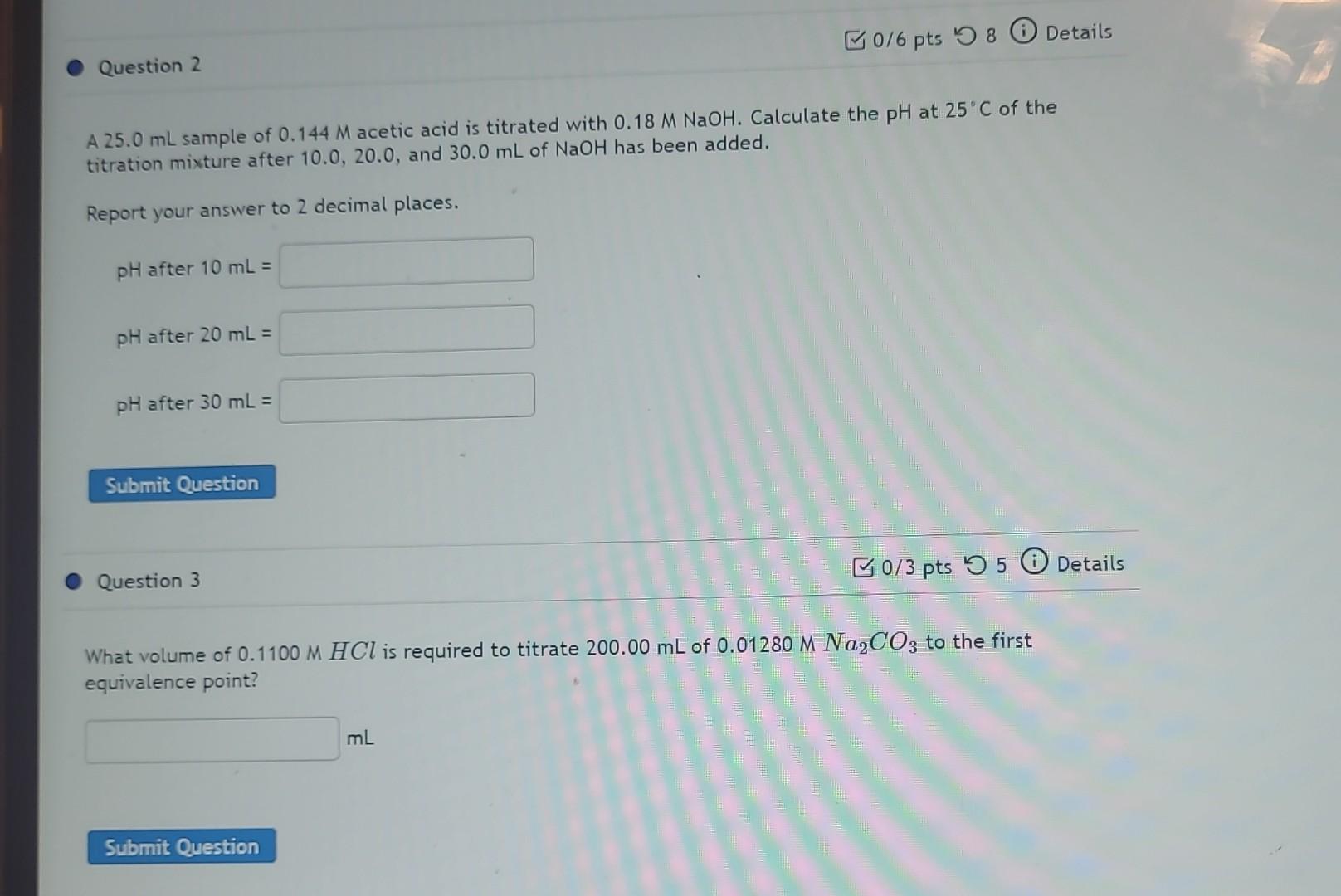 Solved A 25.0 mL sample of 0.144M acetic acid is titrated | Chegg.com