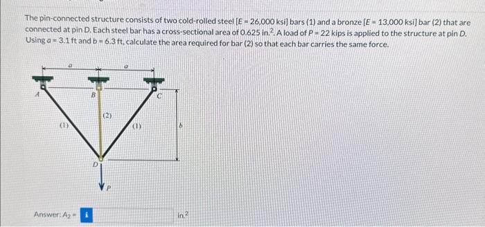 Solved The pin-connected structure consists of two | Chegg.com