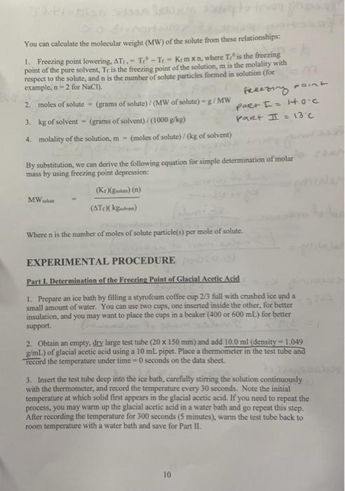 Solved Question 1. In Part 1 please determine the freezing | Chegg.com