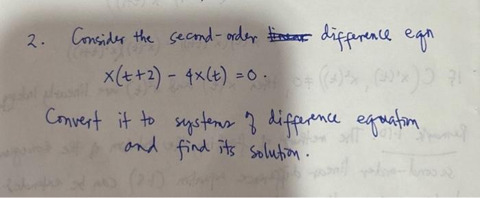Solved 2. Consider the second-order difference eqn | Chegg.com