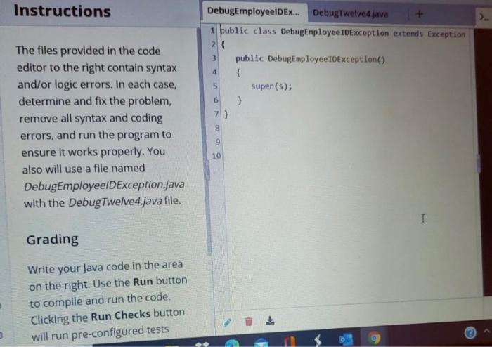 Solved Instructions 3 Debug Employeeldex... DebugTwelve java | Chegg.com