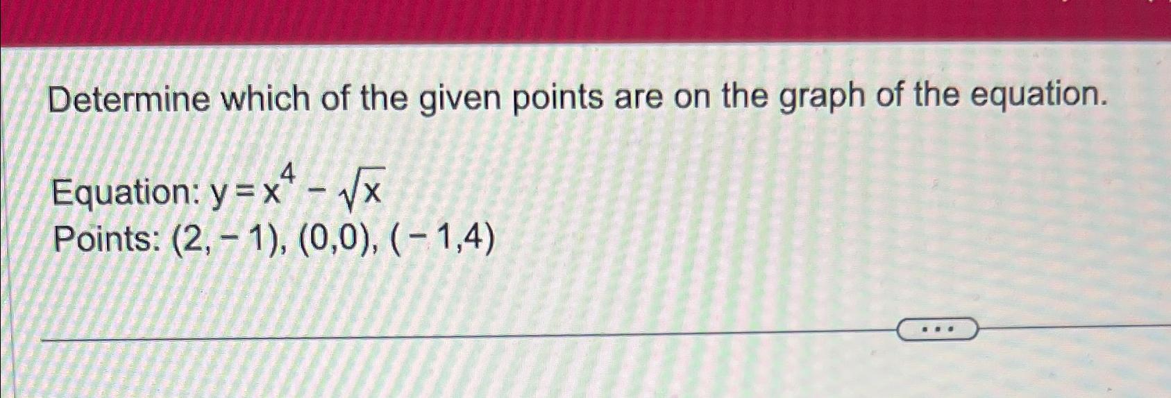 Solved Determine which of the given points are on the graph | Chegg.com