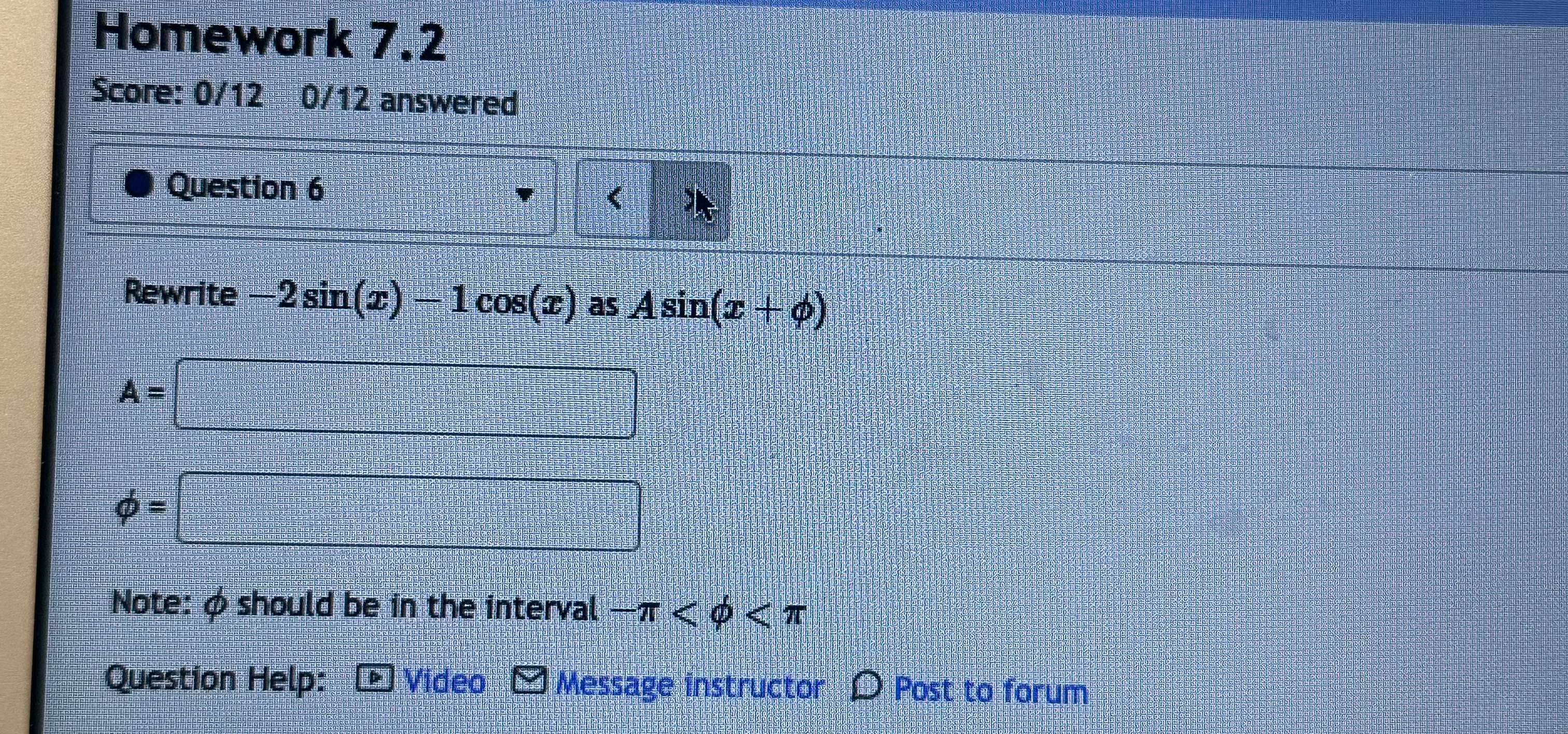 Solved Homework 7.2Score: 0/12 0/12 ﻿answeredQuestion | Chegg.com