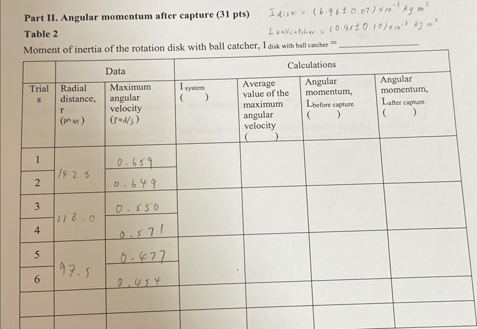 Solved Part II. ﻿Angular momentum after capture (31 | Chegg.com