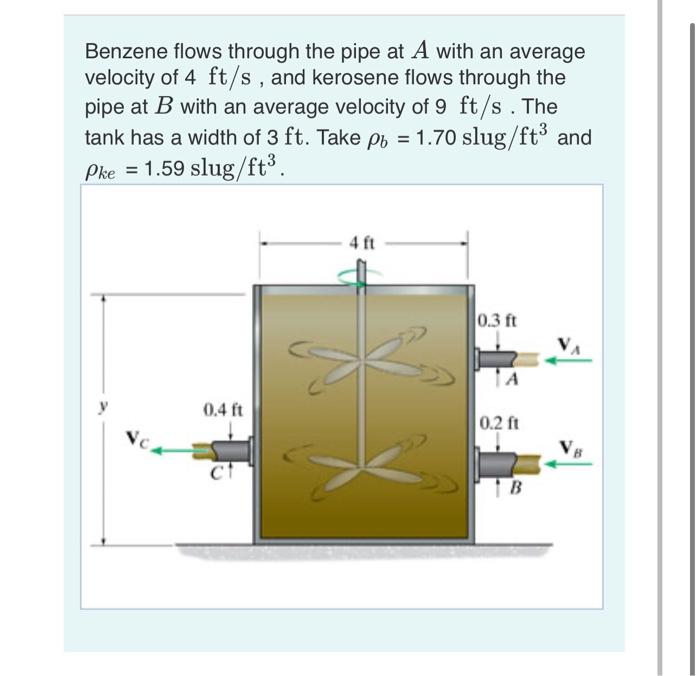 Solved Benzene flows through the pipe at A with an average | Chegg.com