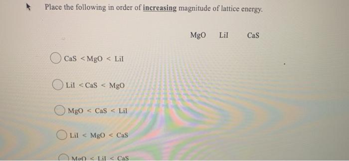Solved Place the following in order of increasing magnitude | Chegg.com