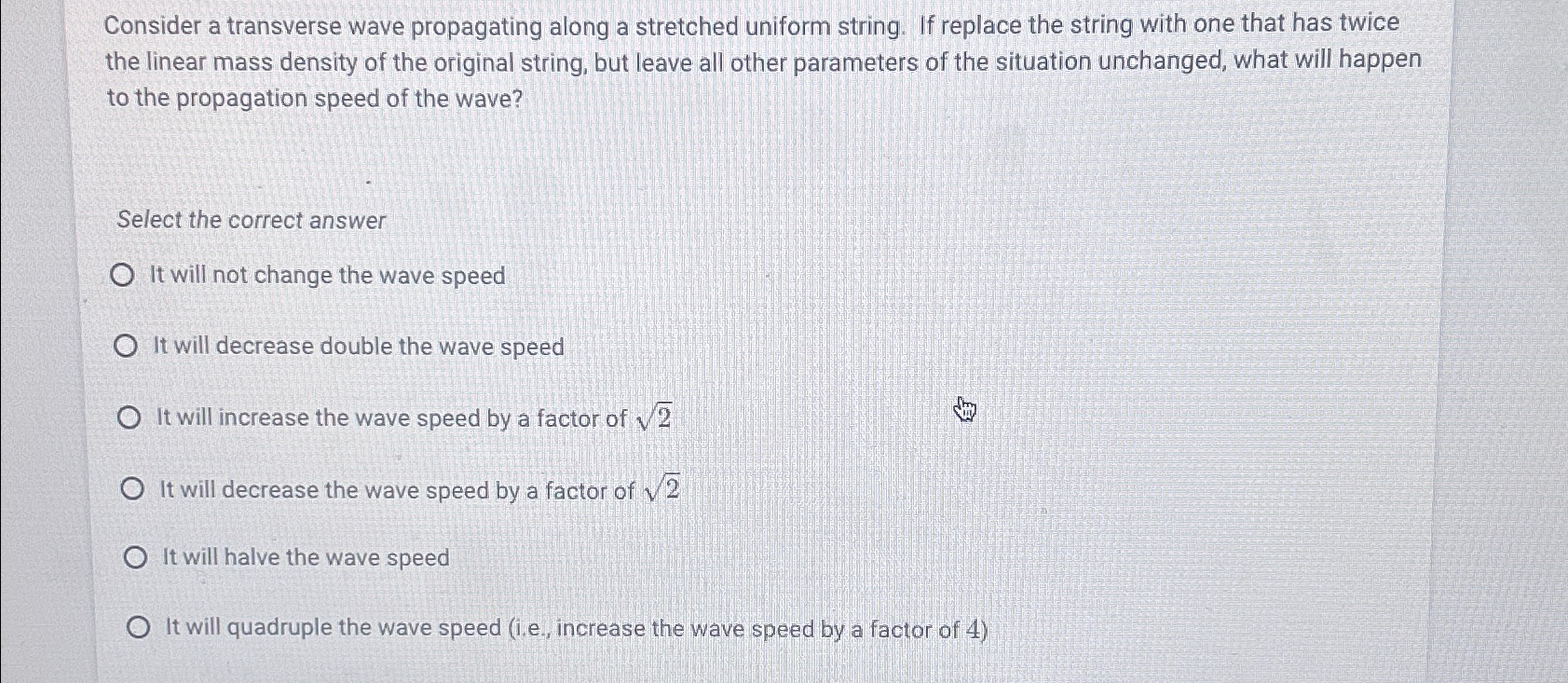 Solved Consider a transverse wave propagating along a | Chegg.com
