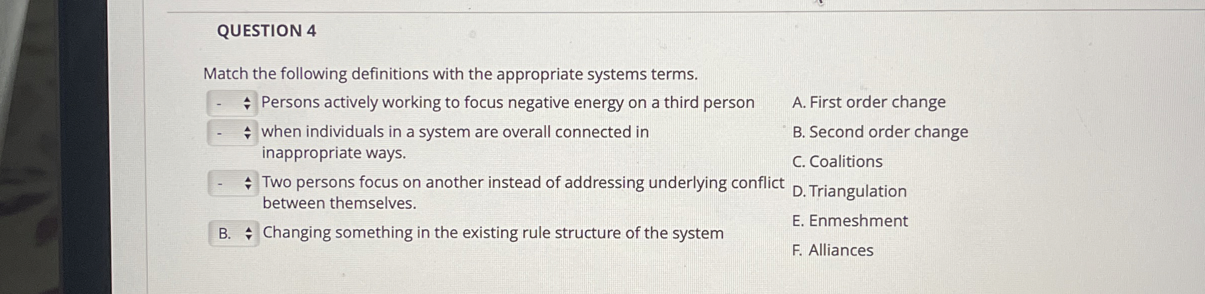 Solved QUESTION 4Match the following definitions with the | Chegg.com