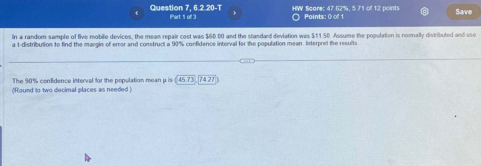 Solved Question 7, 6.2.20-THW Score: 47.62%,5.71 of 12 | Chegg.com Solved Question 7, 6.2.20-THW Score: 47.62%,5.71 of 12 | Chegg.com