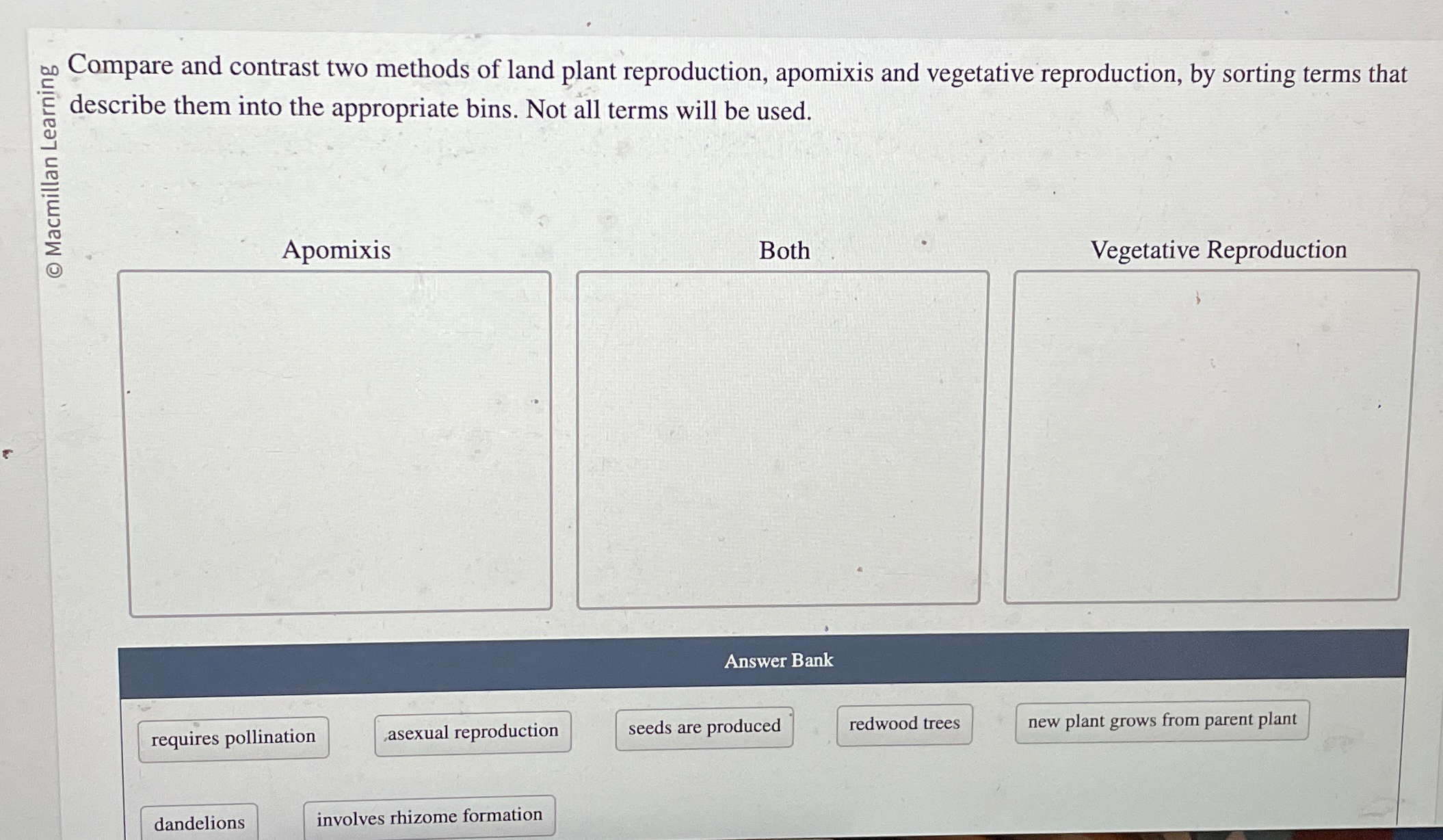Solved Compare and contrast two methods of land plant | Chegg.com