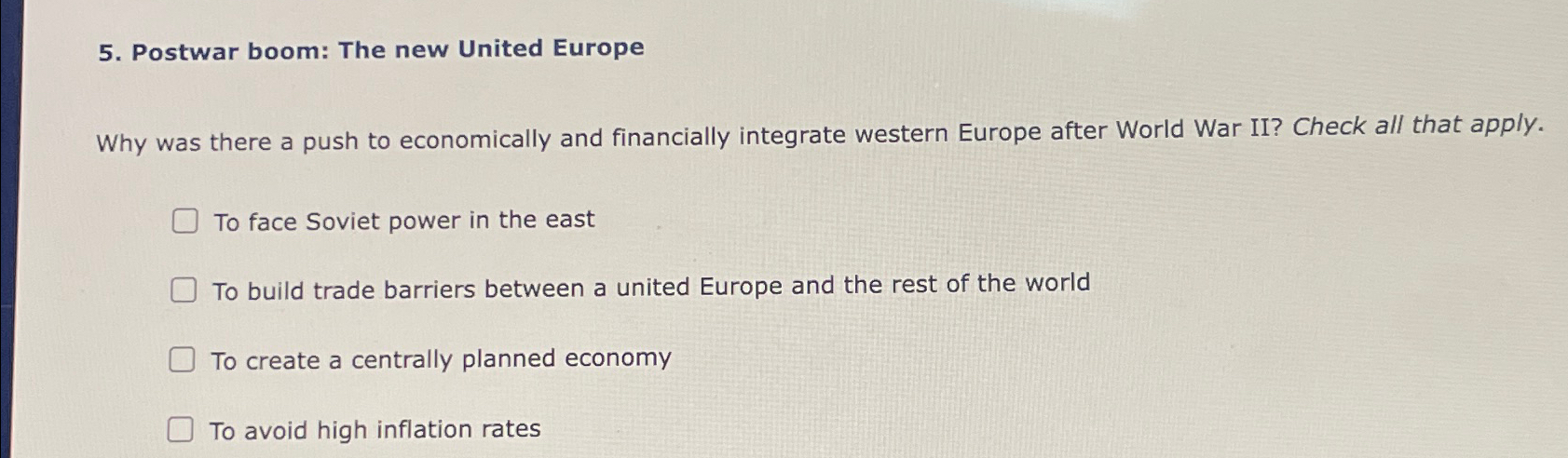 Solved Postwar boom: The new United EuropeWhy was there a | Chegg.com