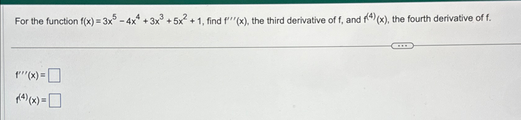 Solved For the function f(x)=3x5-4x4+3x3+5x2+1, ﻿find | Chegg.com