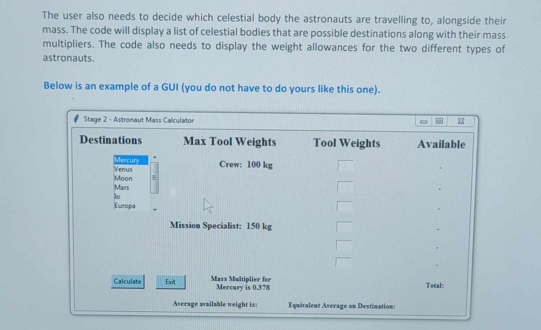 Solved Question 2: Graphical User Interface. A Planetary | Chegg.com