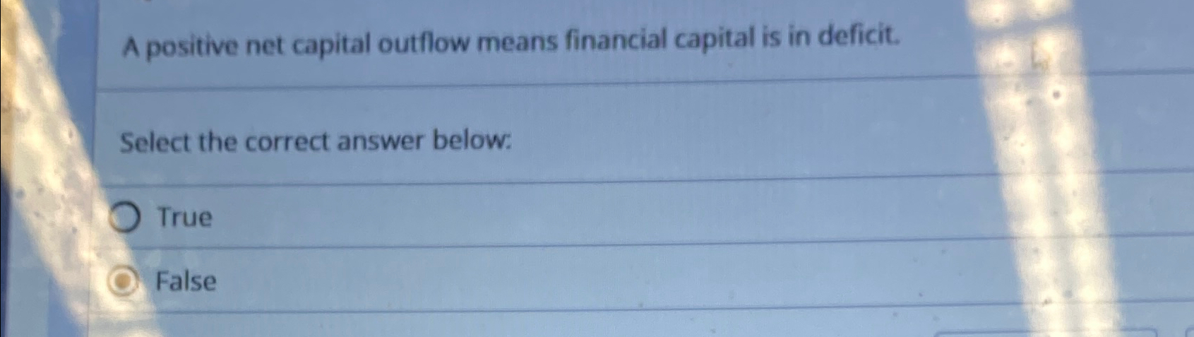 Solved A positive net capital outflow means financial | Chegg.com