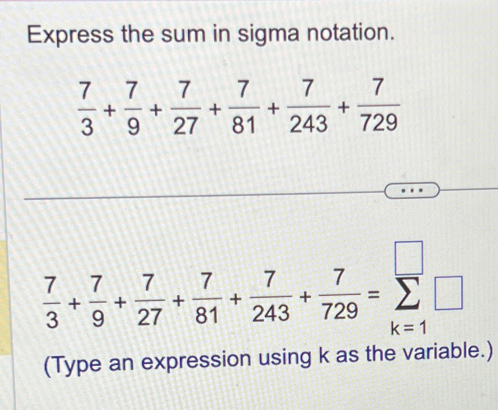 Solved Express the sum in sigma | Chegg.com