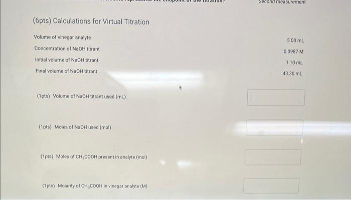 Solved Volume Measurements Near Endpoint(6pts) Calculations | Chegg.com Solved Volume Measurements Near Endpoint(6pts) Calculations | Chegg.com