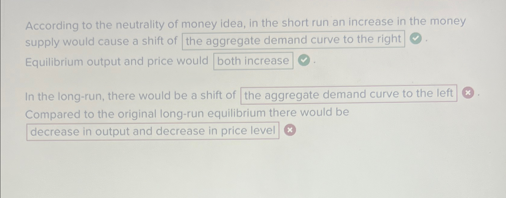 Solved According to the neutrality of money idea, in the | Chegg.com