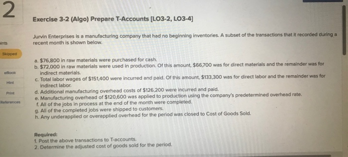 Solved 2 Exercise 3-2 (Algo) Prepare T-Accounts [LO3-2, | Chegg.com