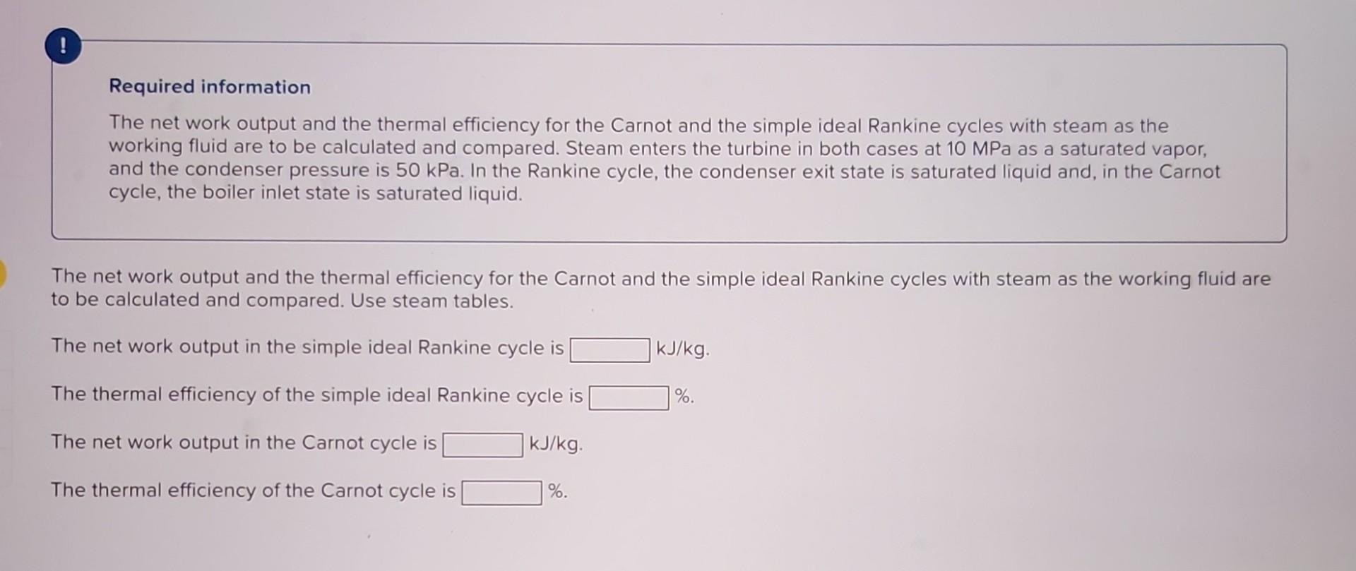 Solved Required information The net work output and the | Chegg.com