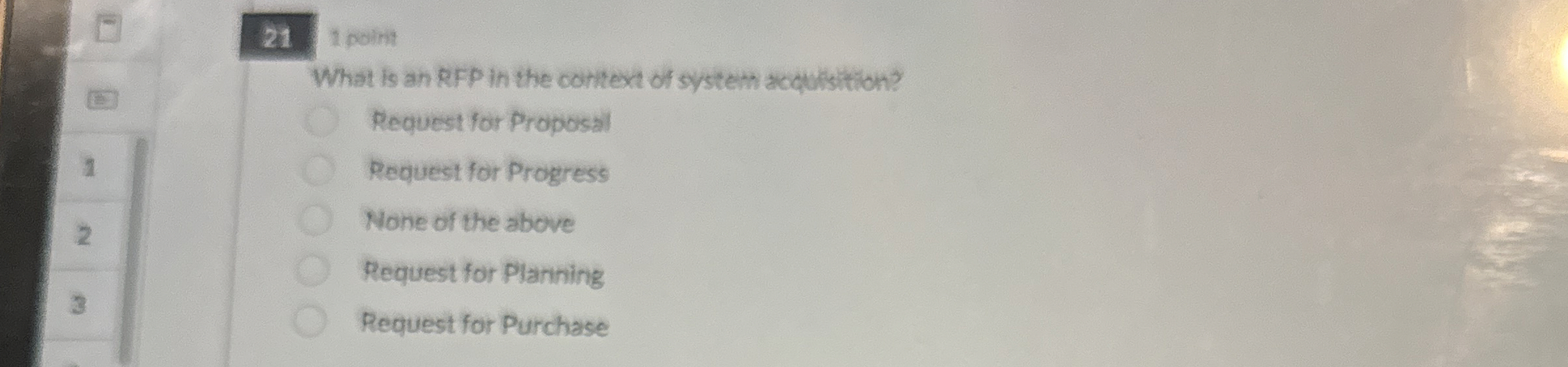 Solved 21 1 ﻿pointWhat is an RFP in the cortext of system | Chegg.com