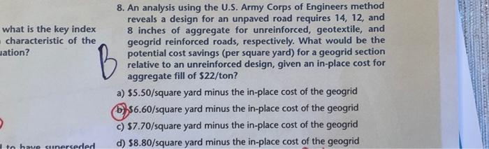 Solved 8. An analysis using the U.S. Army Corps of Engineers | Chegg.com