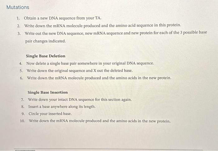 Solved 8. 3 possible base pair changes First changed base | Chegg.com