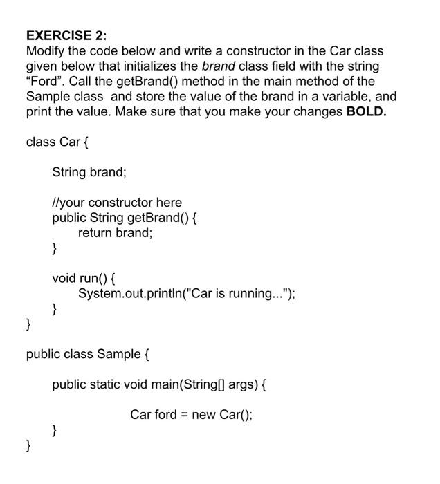 Solved EXERCISE 2: Modify the code below and write a | Chegg.com