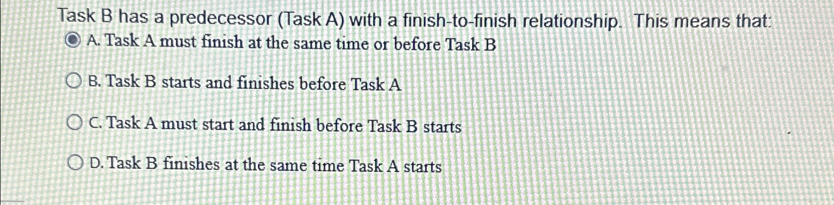 Solved Task B Has A Predecessor Task A ﻿with A 