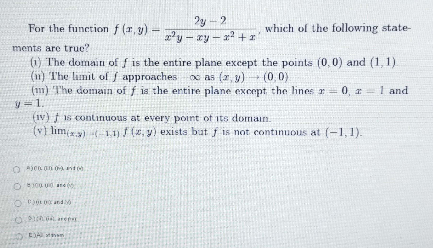 Solved For the function f(x,y)=x2y−xy−x2+x2y−2, which of the | Chegg.com