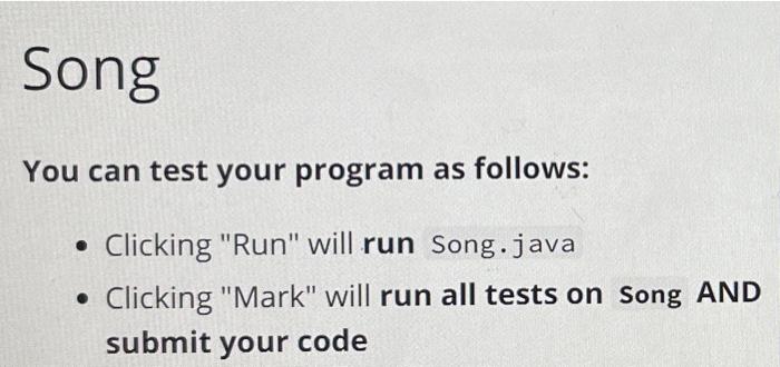 Solved Song You can test your program as follows: • Clicking | Chegg.com