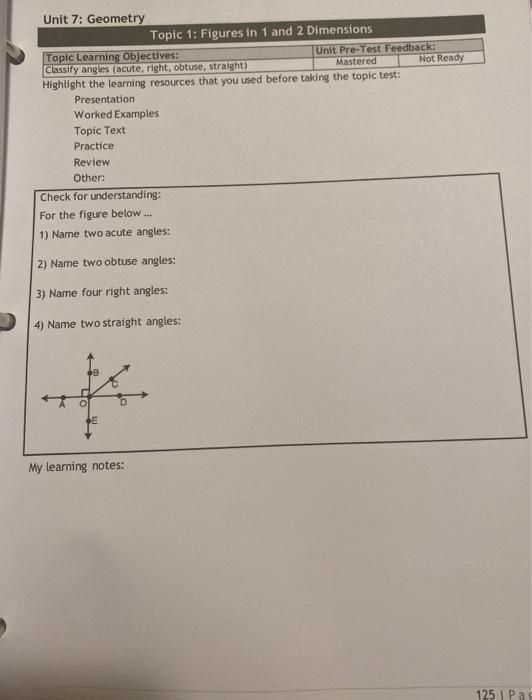 Solved Unit 7: Geometry Topic 1: Figures in 1 and 2 | Chegg.com