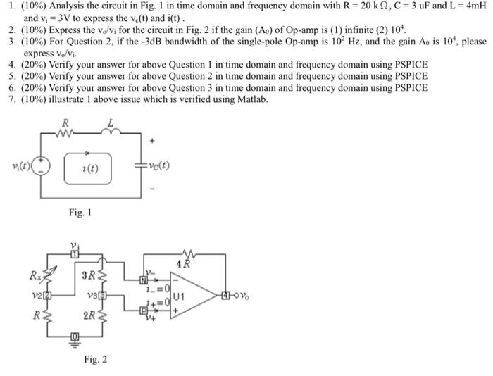 Solved 1. (10%) Analysis the circuit in Fig. 1 in time | Chegg.com